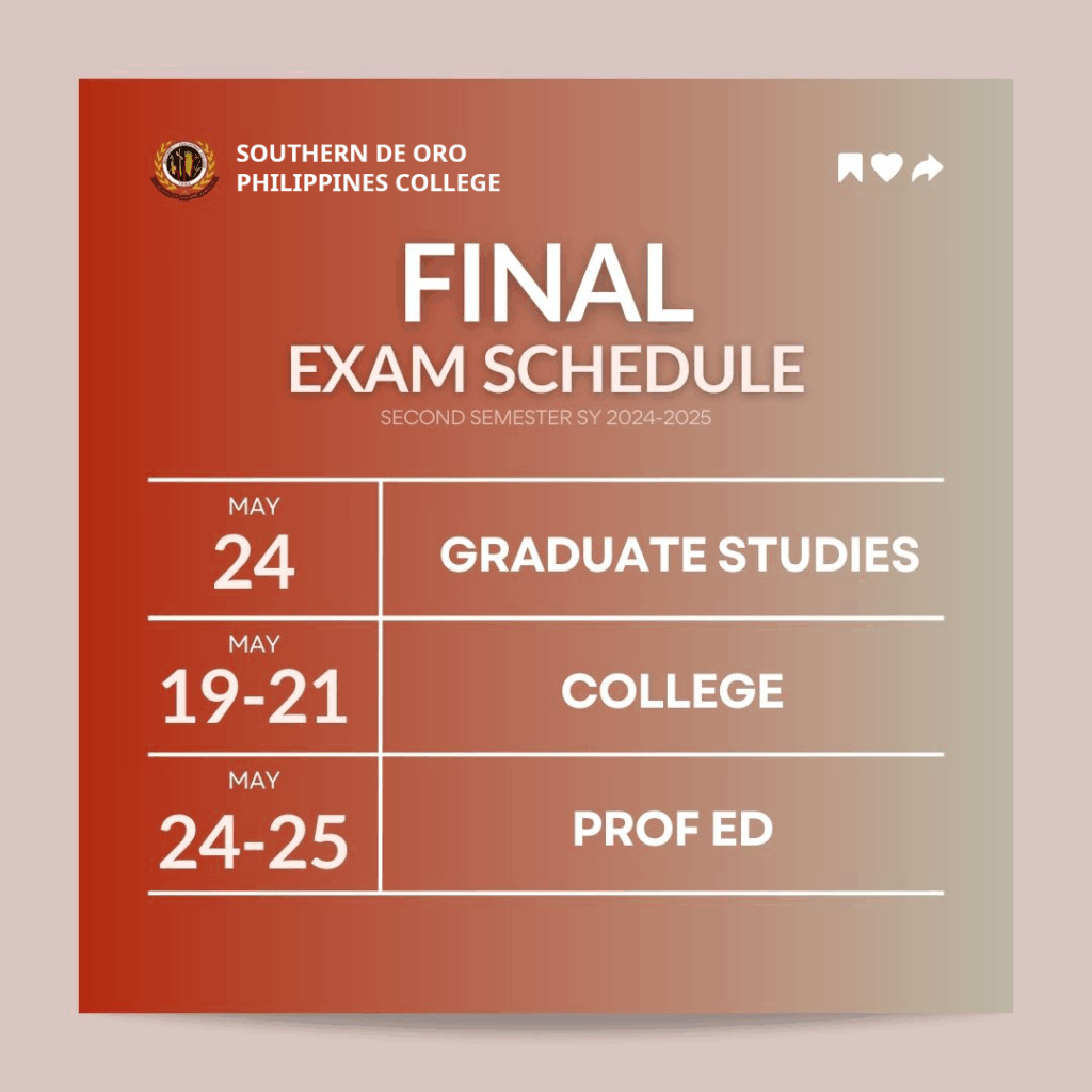 Final Week of the Second Semester for School Year 2024–2025 - Southern ...