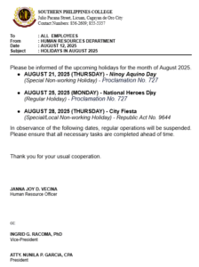 Holidays in August 2025 - August 12, 2025 - Southern de Oro Philippines ...